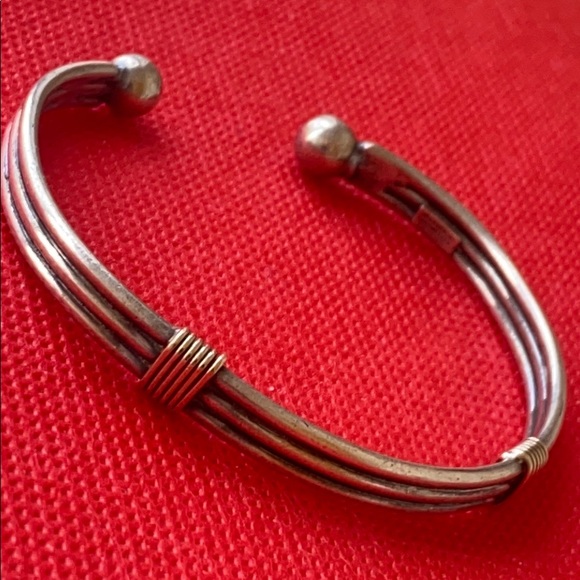 Jewelry | Vintage Gr Sterling Silver 14k Gold Cuff Bracelet | Poshmark